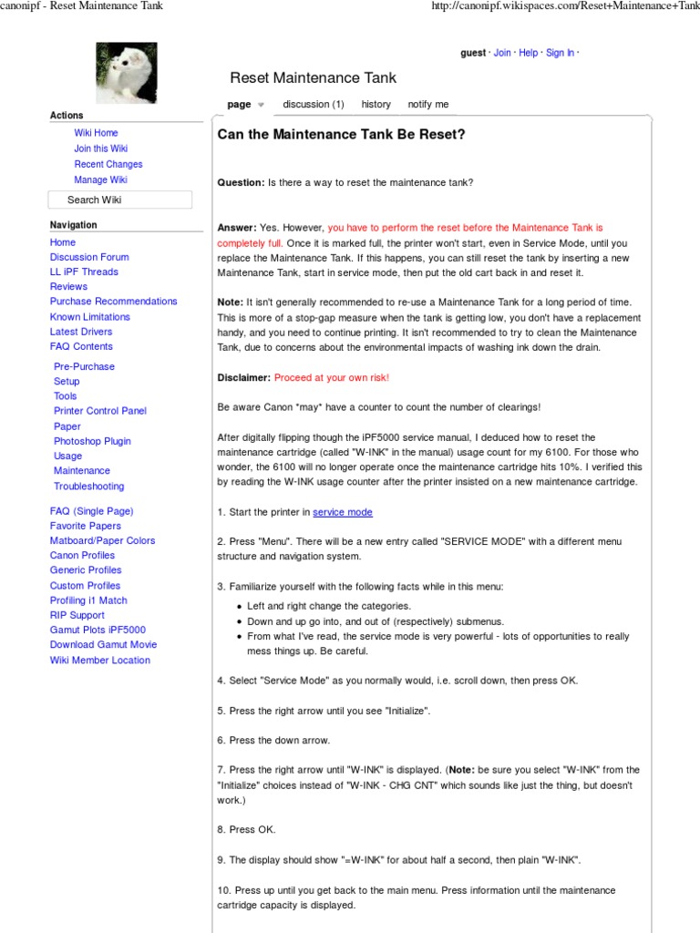 Canonipf - Reset Maintenance Tank | PDF | Printer (Computing) | Computing