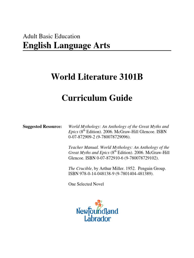 World Literature 3101B Curriculum Guide | PDF | Teachers | Educational ...