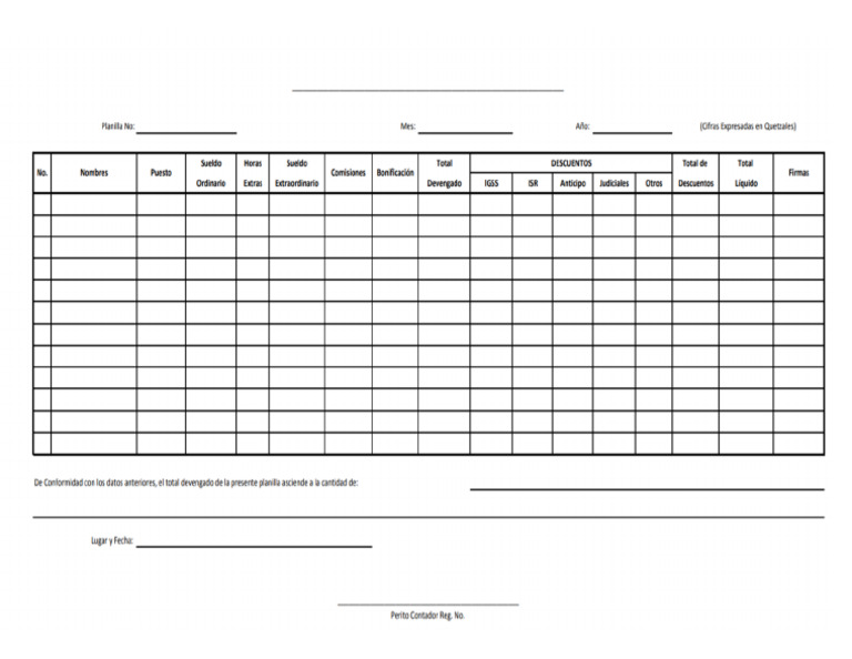Formato Planilla Mensual | PDF