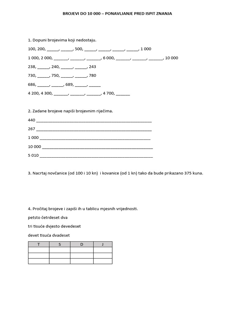 Brojevi Do 10 000 | PDF