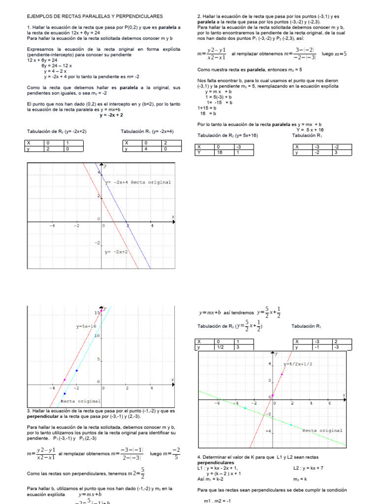 Ejemplos de Rectas Paralelas y Perpendiculares | PDF | Línea (geometría ...