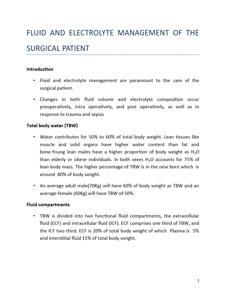 2.fluid and Electrolyte Management of The Surgical Patient | PDF ...
