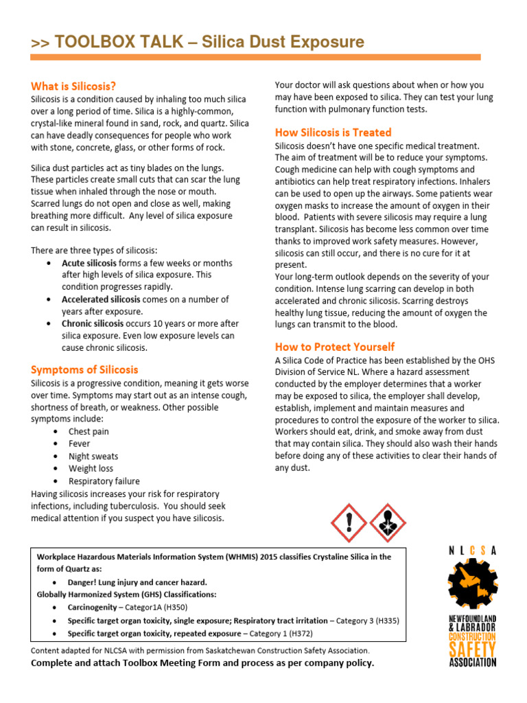 Silica Dust Exposure TBT FINAL Oct 2017 | PDF | Lung | Cough