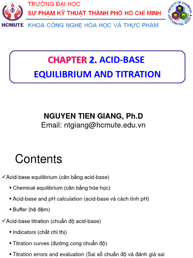 Hóa Phân Tích - Chap 2. Acid-Base Equilibriumtitration | Download Free PDF | Chemistry | Titration