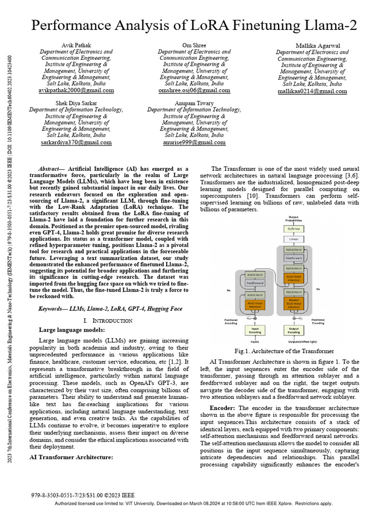 Performance_Analysis_of_LoRA_Finetuning_Llama-2 | PDF | Machine ...