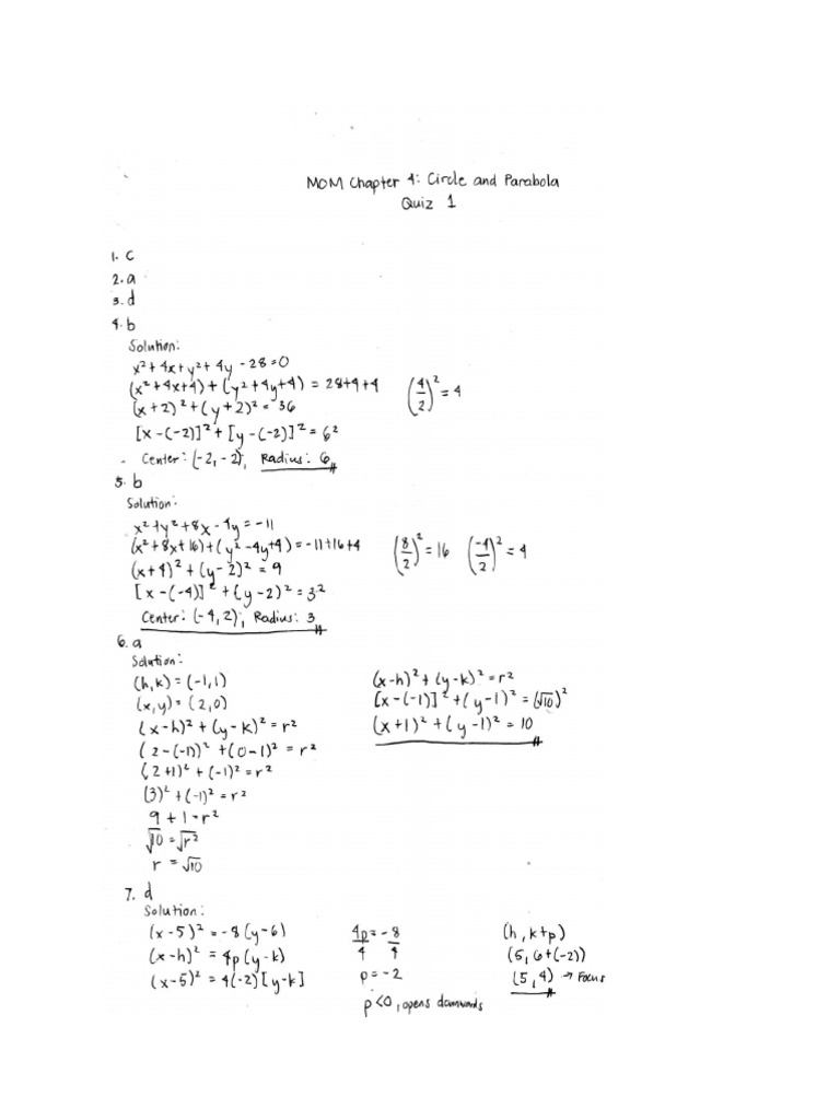 Circle and Parabola | PDF