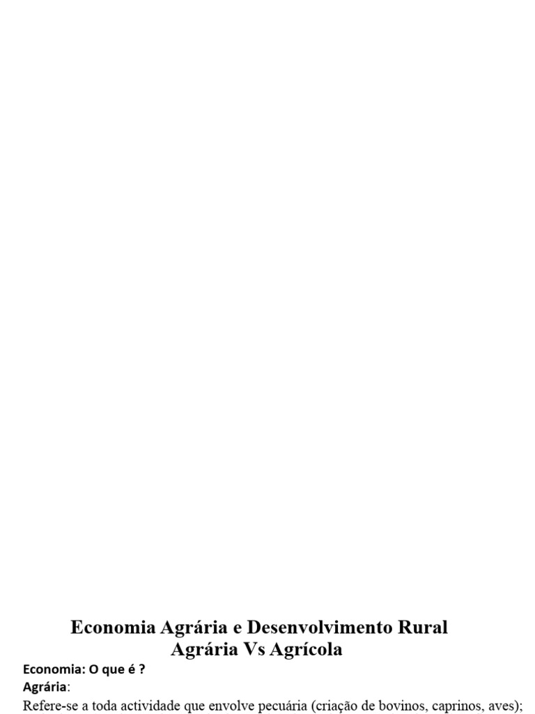 Economia Agrária: Conceitos e Características | PDF | Agricultura ...