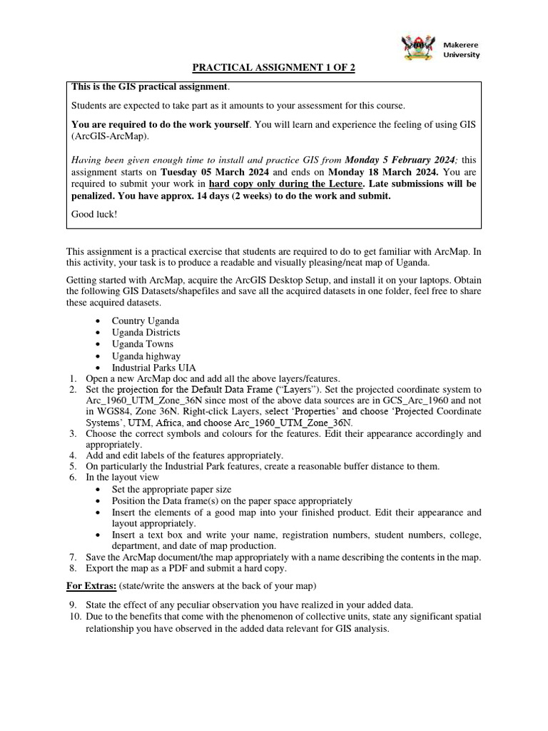 Gis Practical Assignment 1 Of 2 2024 Pdf Geographic Information System Computing 