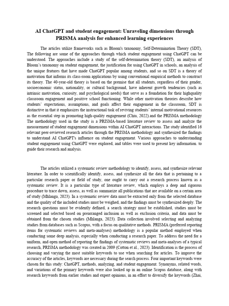Review AI ChatGPT and Student Engagement | PDF | Systematic Review | Methodology