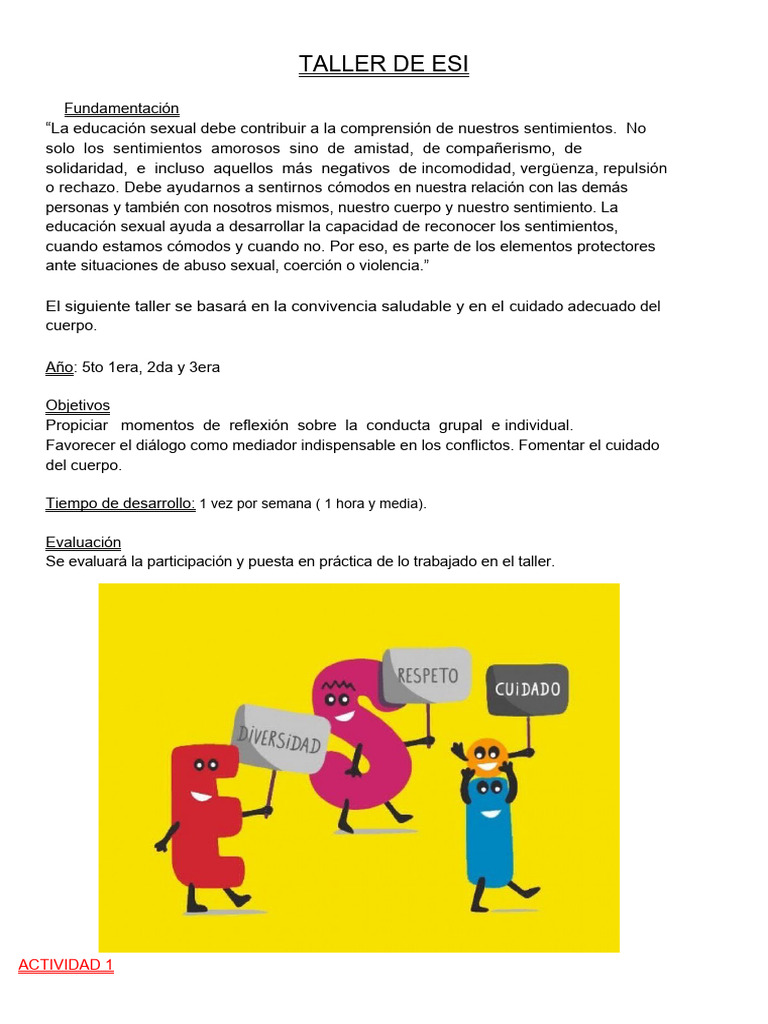 TALLER DE ESI 2024 (5to Caro) | PDF | Abuso infantil