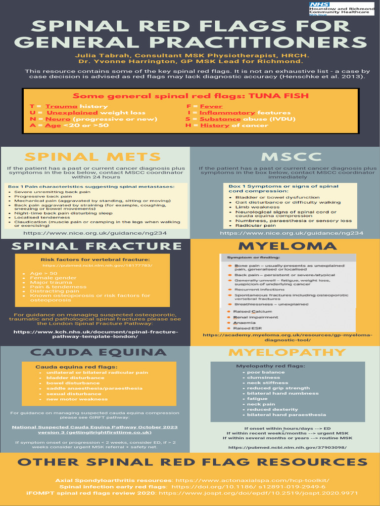 Spinal Red Flags Infographic 1704053180 | PDF | Osteoporosis | Pain