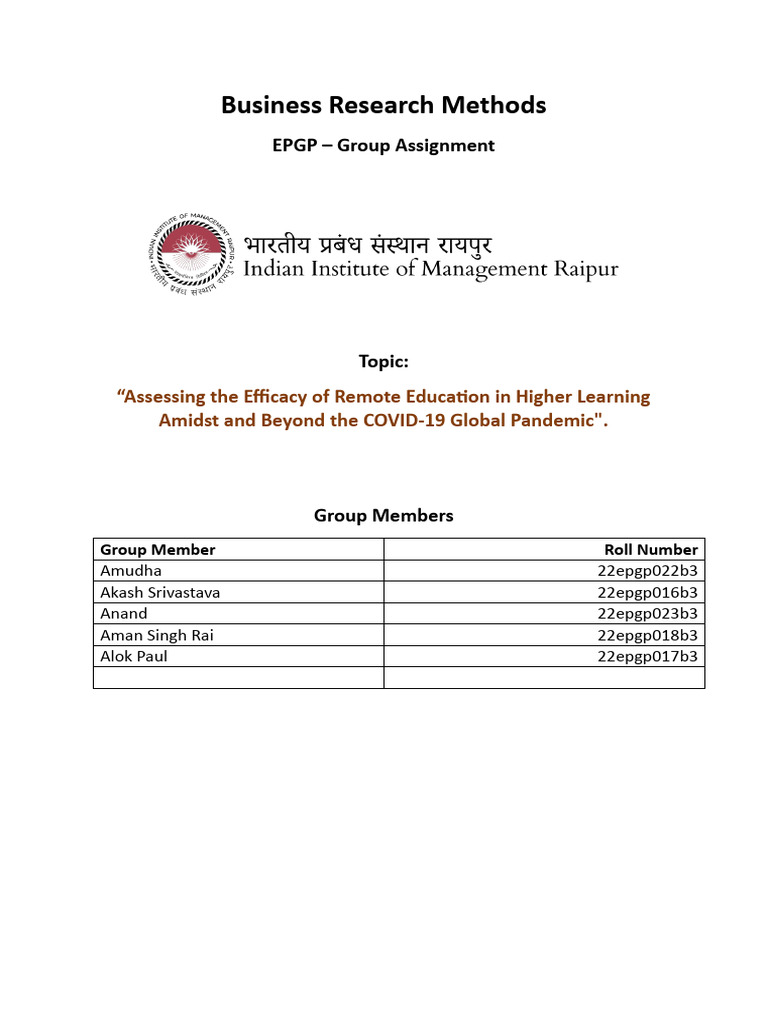 Group3 - Project BRM | PDF | Educational Technology | Distance Education