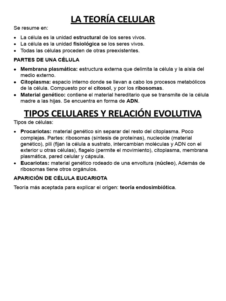 LA TEORÍA CELULAR | PDF | Biología Celular) | Citoplasma