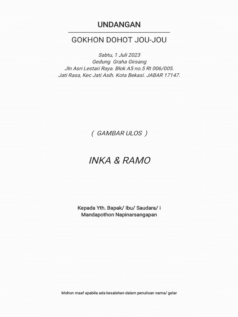 Undangan Inka Dan Ramo | PDF