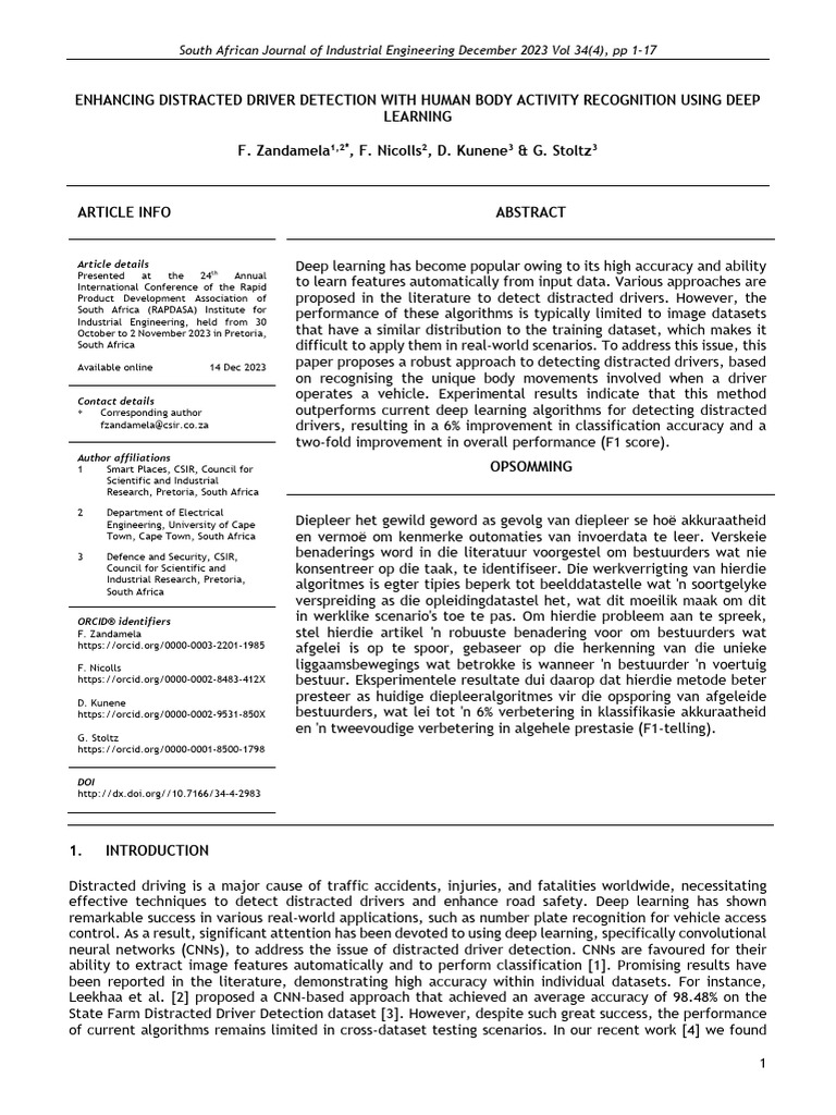 Enhancing Distracted Driver Detection With Human Body Activity Recognition Using Deep Learning F ...