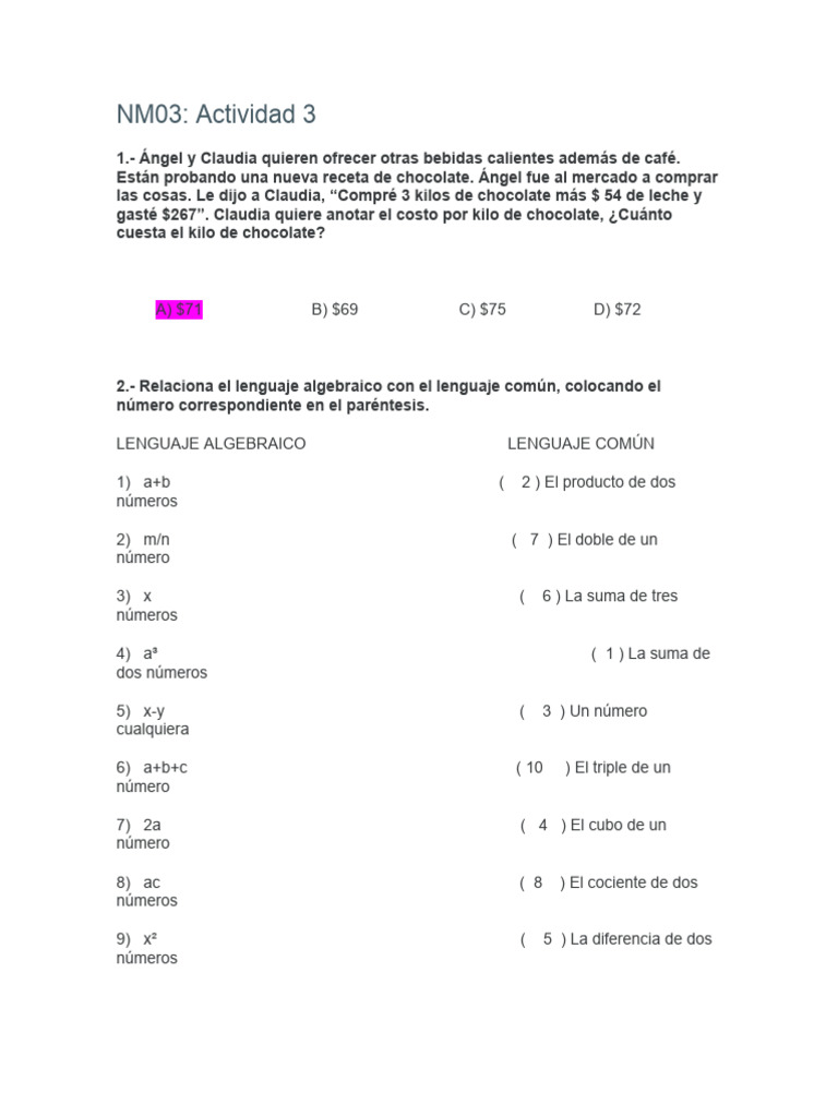 NM03 Actividad 3 | PDF | Matemáticas
