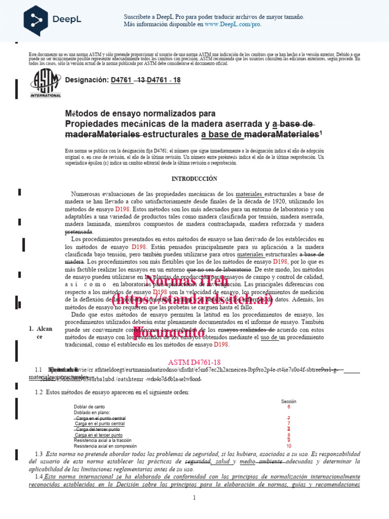 ASTM-D4761-18 Es | PDF | Doblar | Elasticidad (Física)