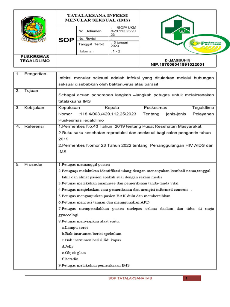 Sop Tatalaksana Ifeksi Menular Seksual (Ims) | PDF