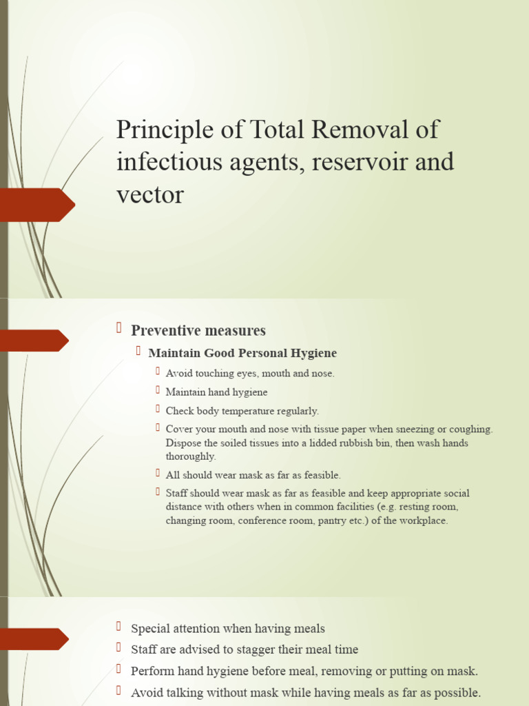 Principle of Total Removal of Infectious Agents, | PDF | Hygiene | Hand ...