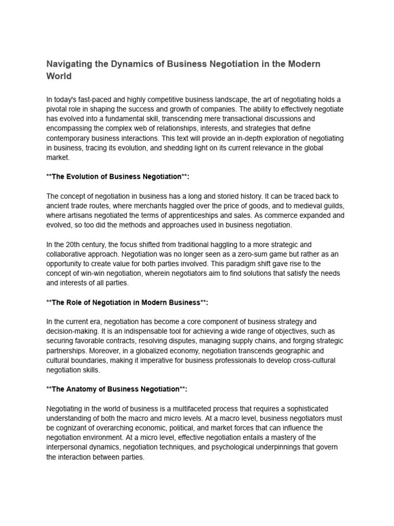 Business Negotiation | PDF | Negotiation | Bargaining