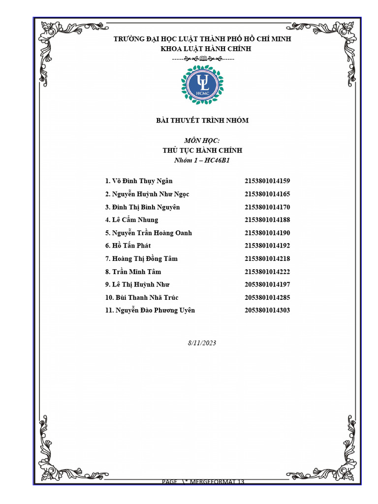 TTHC - HC46B - Nhóm 1 | PDF