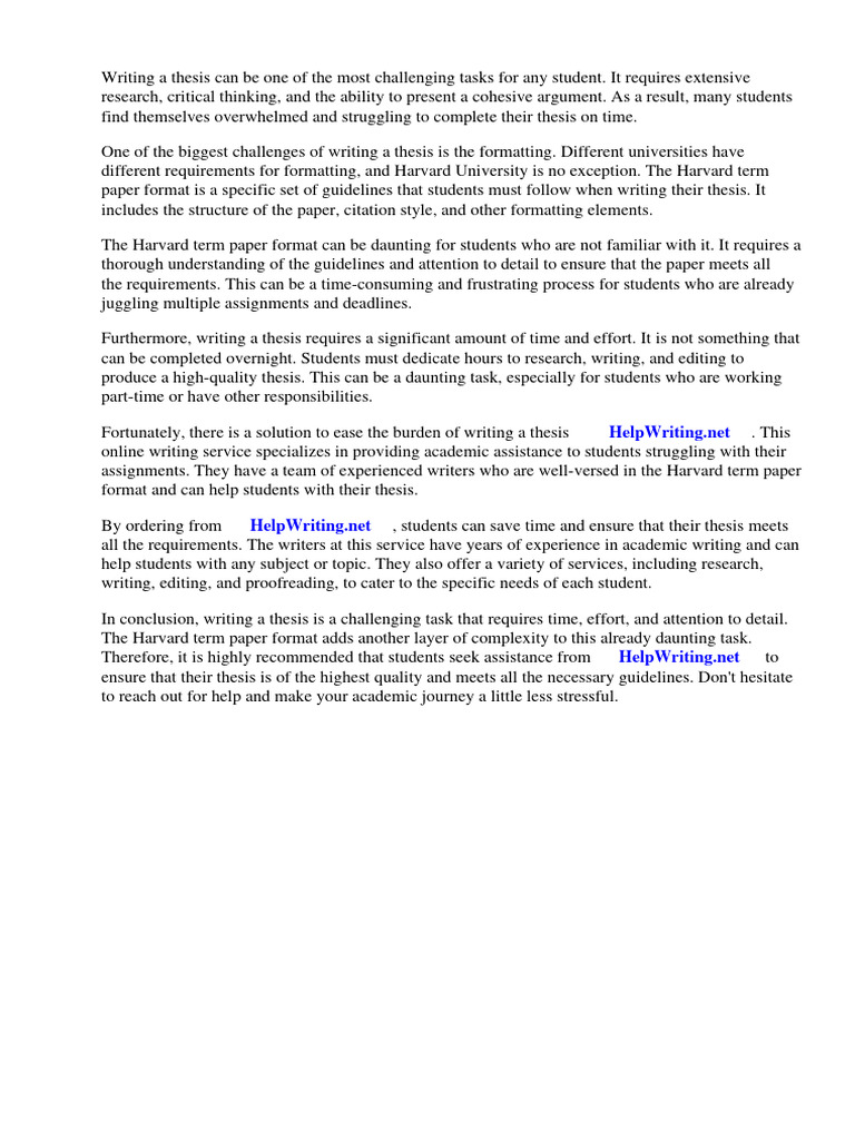 Harvard Term Paper Format | PDF | Citation | Essays