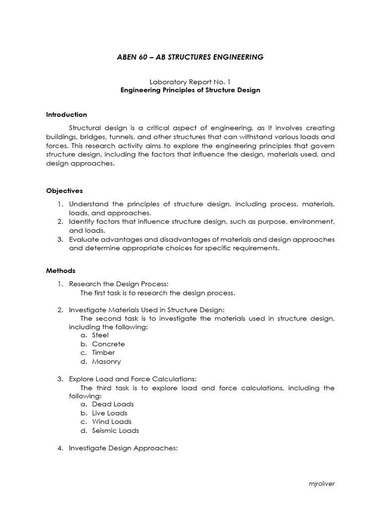 ABEN 60 L1. Engineering Principles of Structure Design | PDF | Design ...