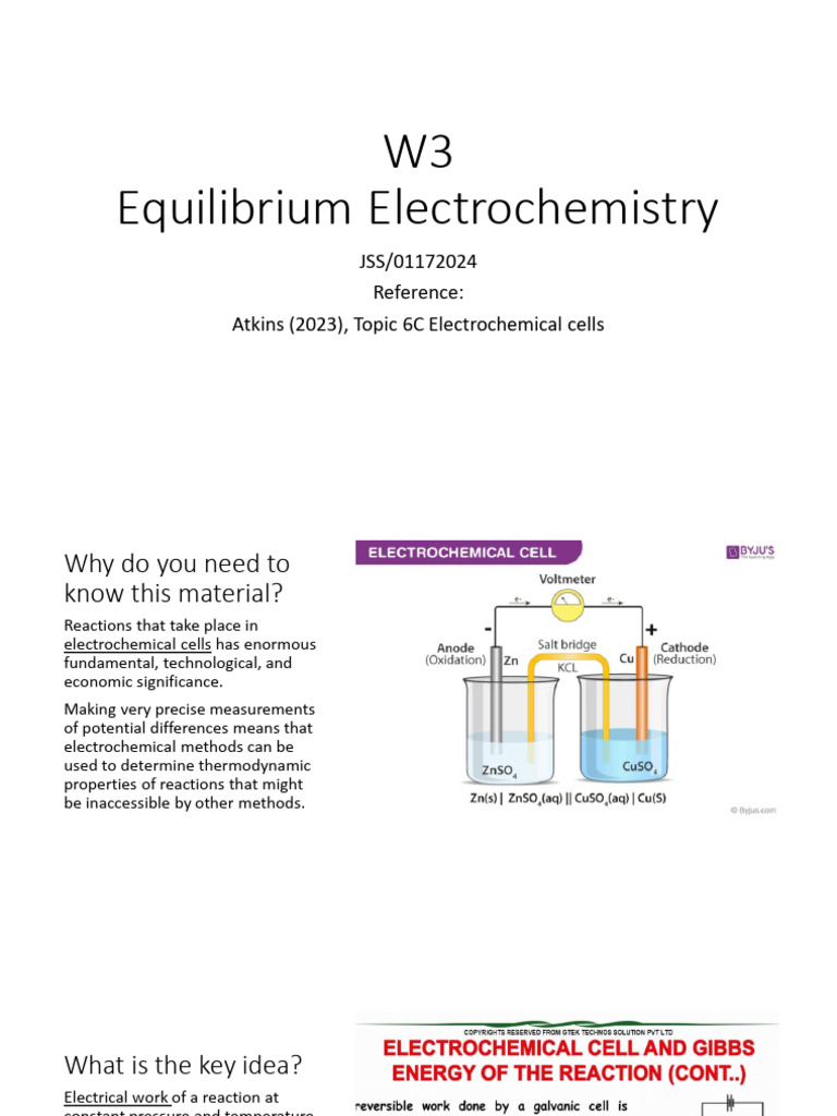 W3 Equilibrium Electrochemistry | PDF | Redox | Electrochemistry