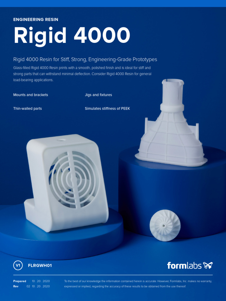 Technical Data Sheet Rigid 4000 | PDF | Stiffness | Pascal (Unit)