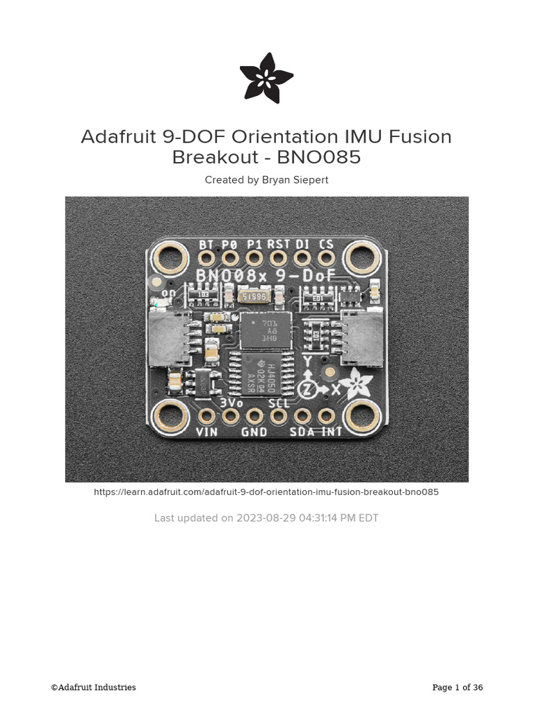 Adafruit 9 Dof Orientation Imu Fusion Breakout Bno085 | PDF | Gyroscope | Magnetometer