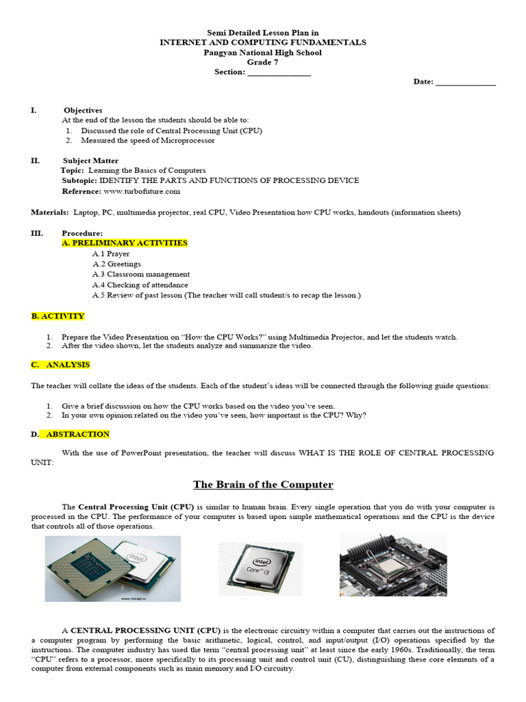 Lo3 2 | PDF | Central Processing Unit | Input/Output