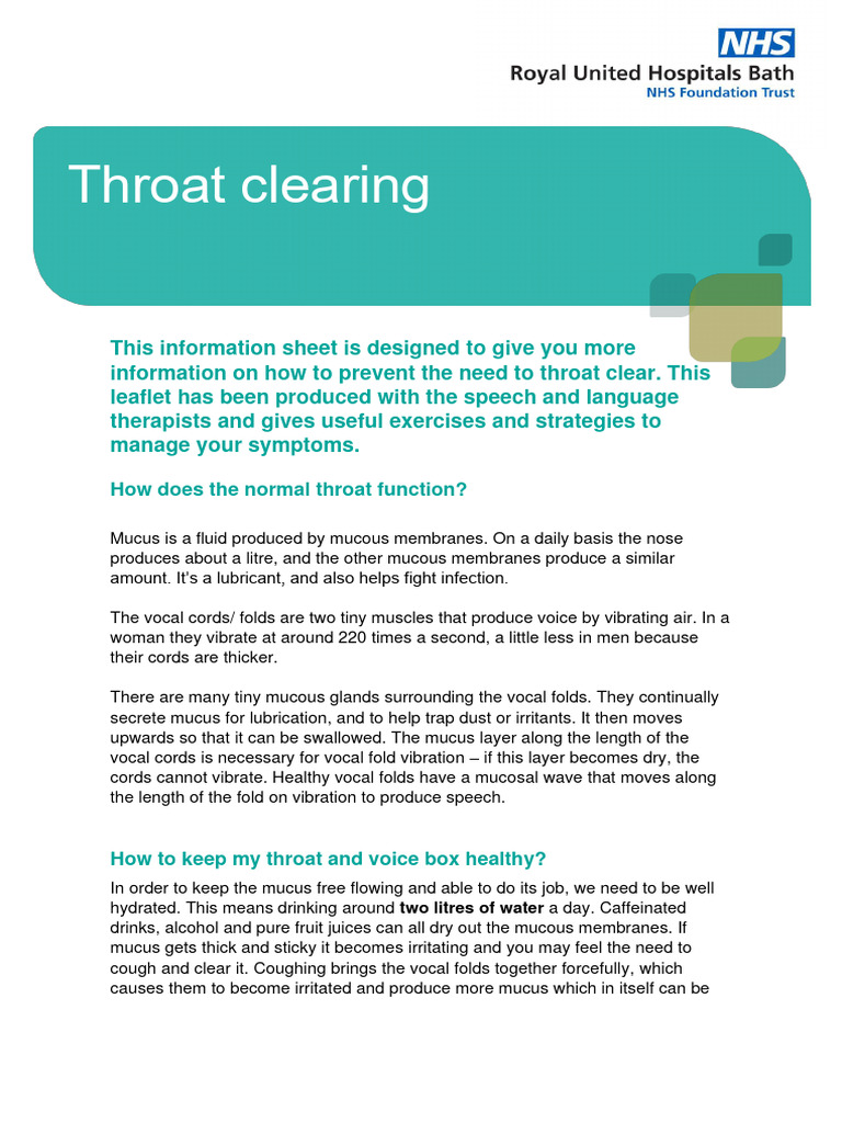ENT014 Throat Clearing | Download Free PDF | Mucus | Gastroesophageal ...