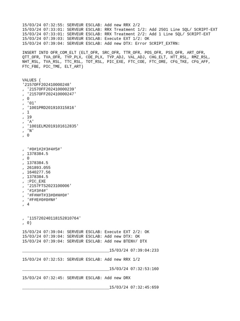 SQL Script Execution Log for DTX | PDF | Computer Data | Information ...