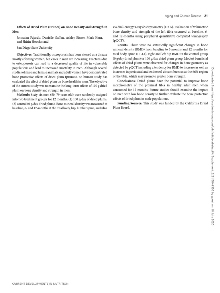 Effects of Dried Plum (Prunes) On Bone Density and Strength in Men ...