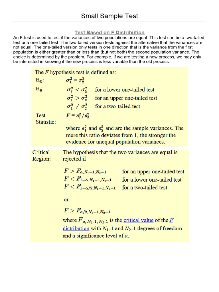 CH 11 - Small Sample Test | PDF | P Value | Statistical Hypothesis Testing