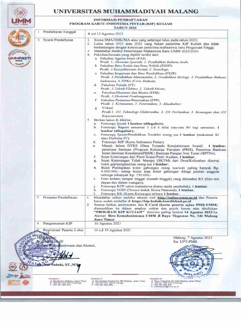 Pendaftaran KIP 2023 | PDF