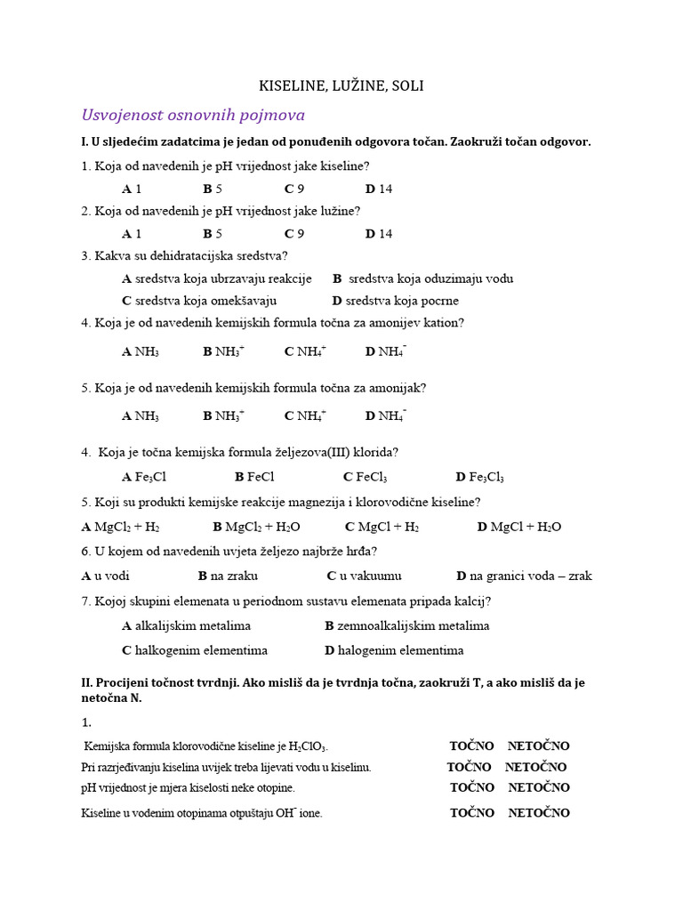 Kiseline, Lužine I Soli | PDF