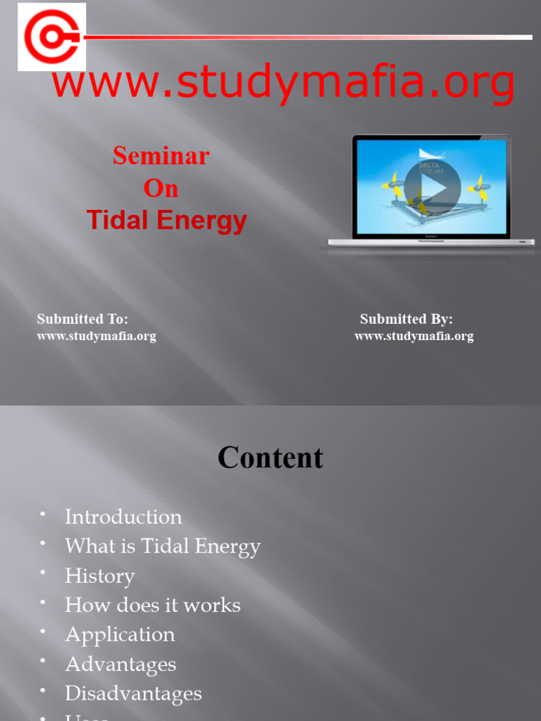 Tidal Energy: Overview & Benefits | PDF | Nature | Power (Physics)