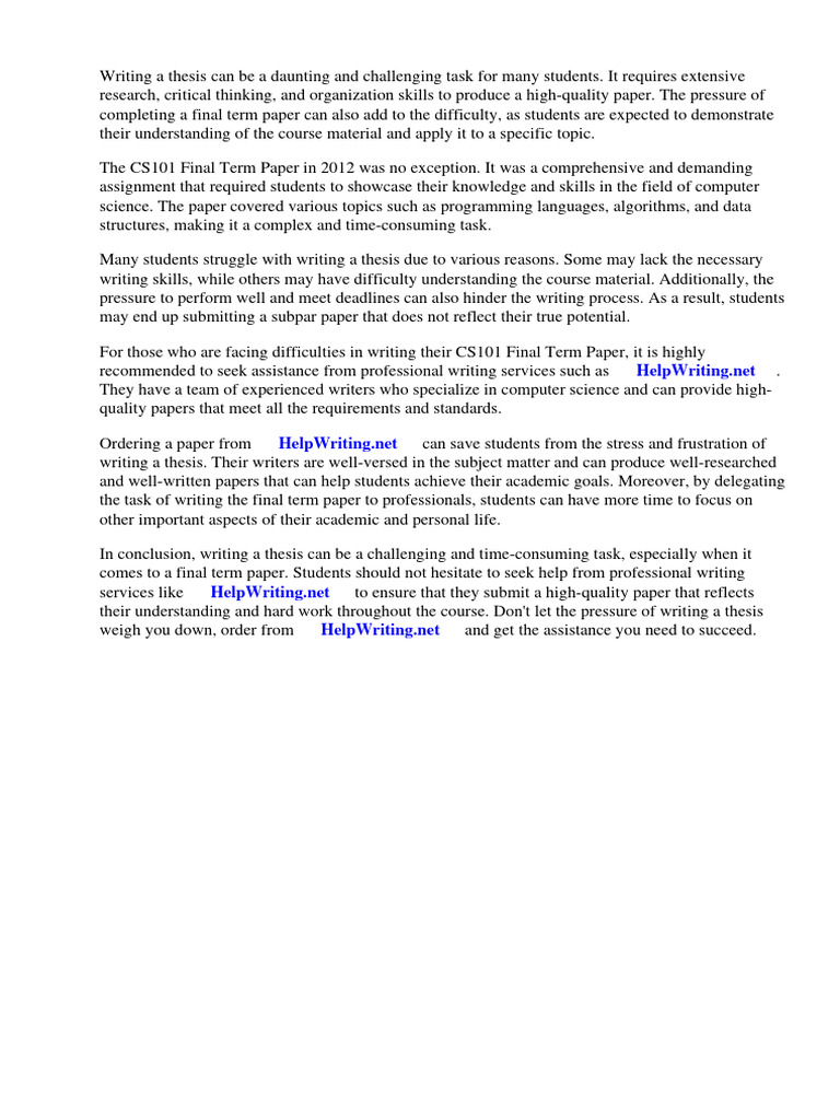 Cs101 Final Term Paper 2012 | PDF | Thesis | Multiple Choice