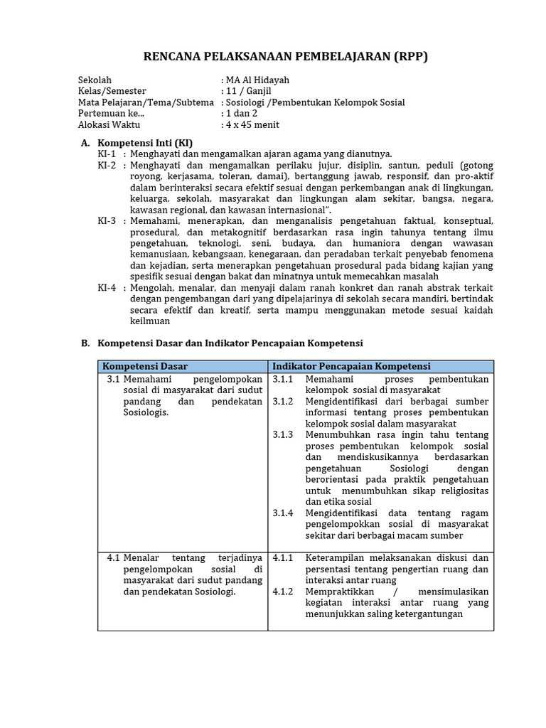 RPP Pertemuan 1 Model Jigsaw | PDF