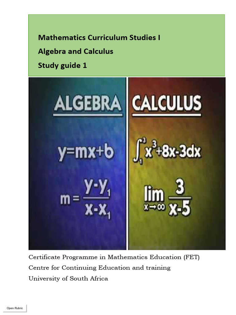 CMAS013 - Mod 1 - Study Guide 1 - Mathematics | PDF