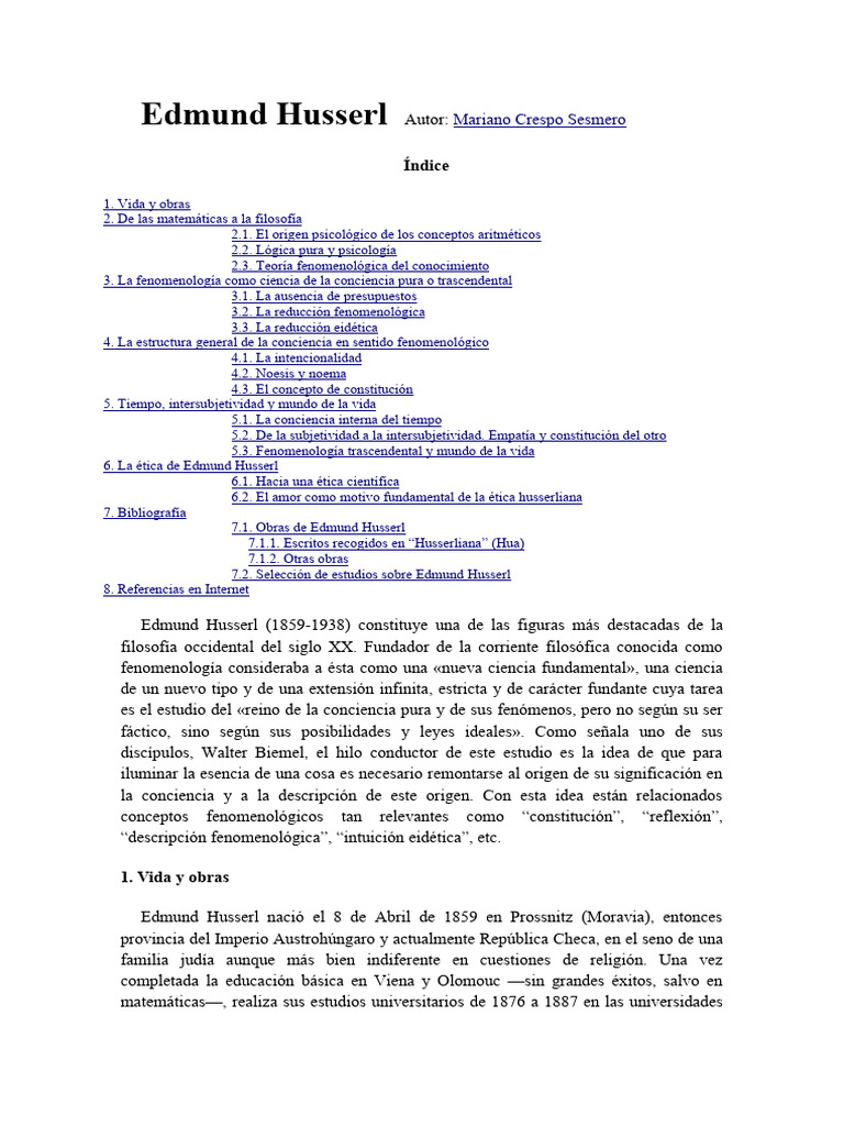 Edmund Husserl | PDF | Edmund Husserl | Fenomenología (filosofía)