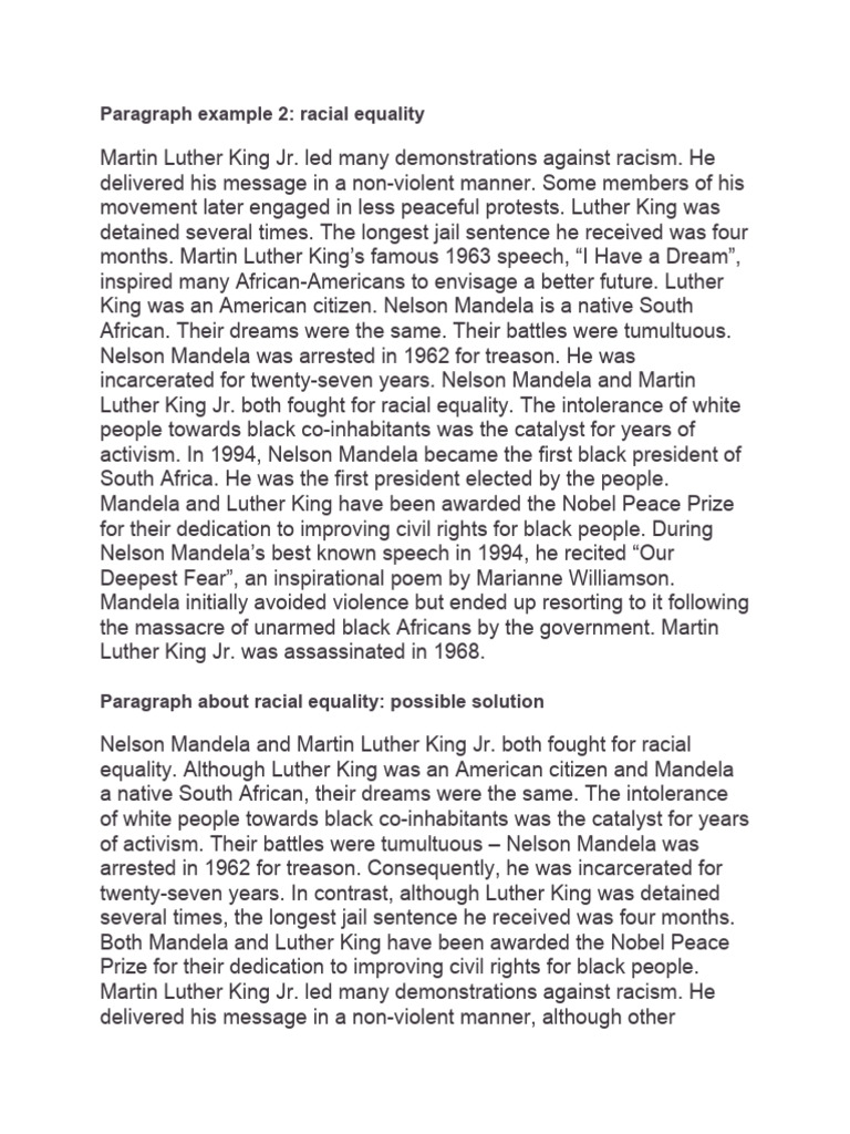 PARAGRAPHS | PDF | Martin Luther King Jr. | Nelson Mandela