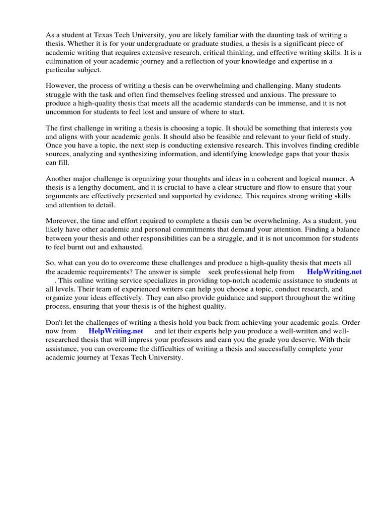 A Term Paper From Texas Tech | PDF | Essays | Thesis