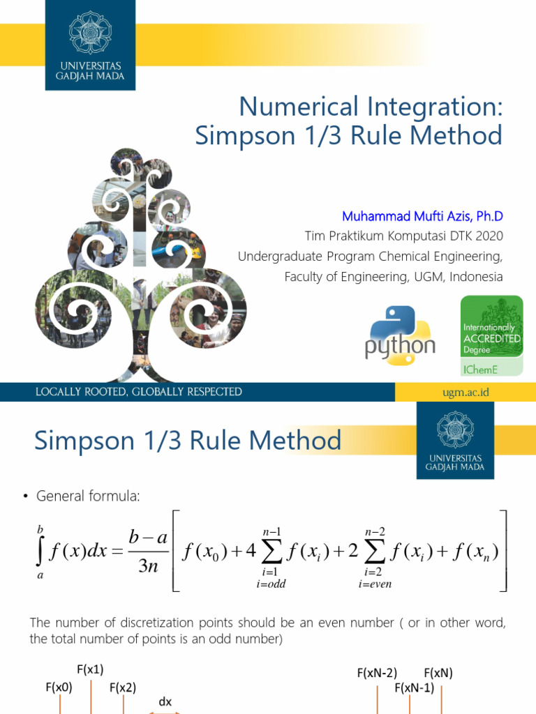 Simpson 1/3 Rule for Numerical Integration | PDF | Chemical Reactor ...