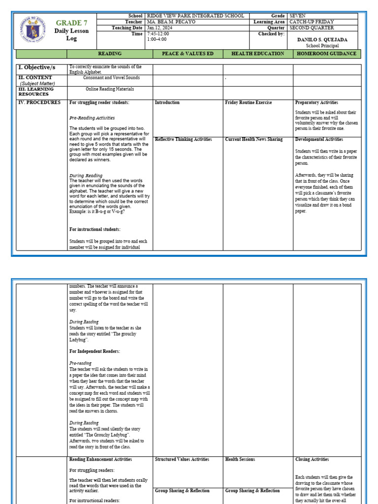 CATCH-UP-FRIDAY-JAN-12-LITERACY | PDF | Human Communication | Learning