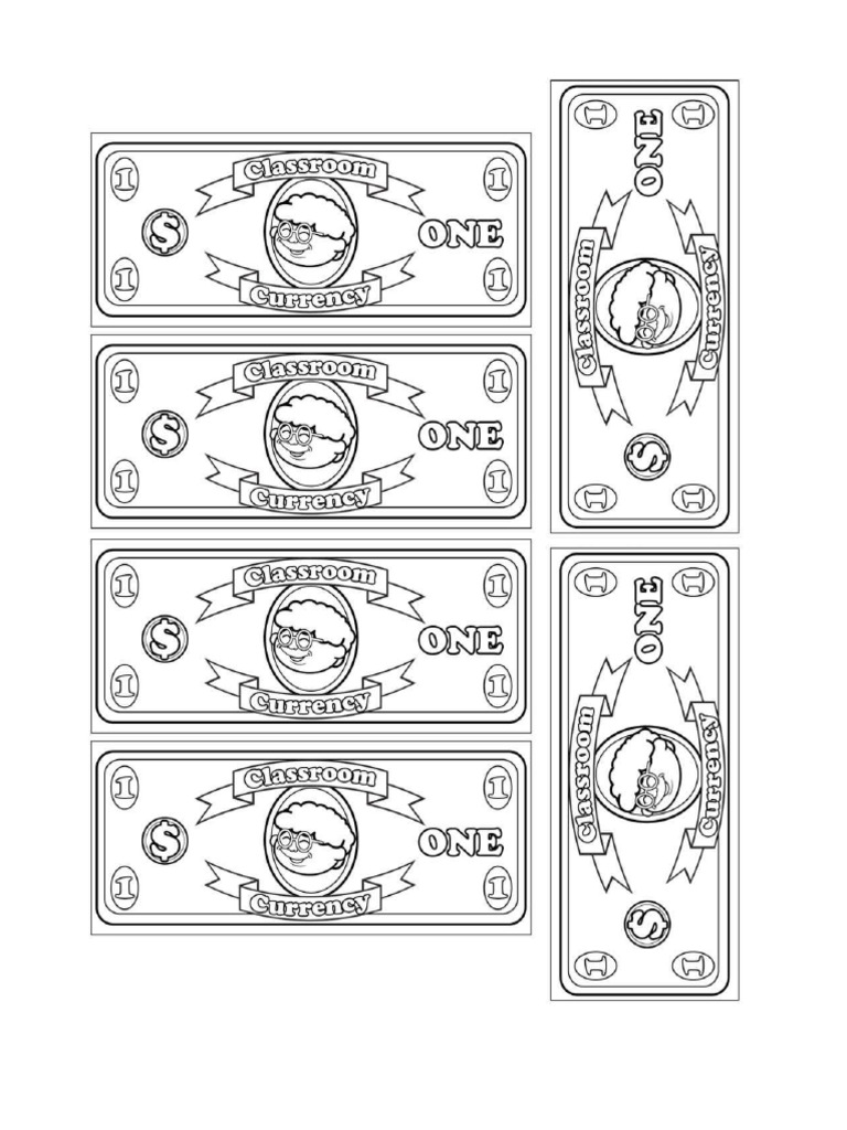 Main - Classroom Currency One Dollar Bill Template | PDF