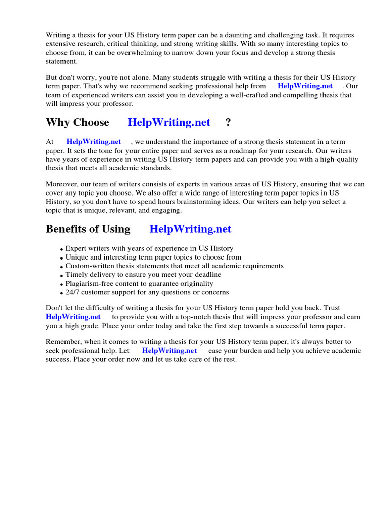 Interesting Term Paper Topics Us History | PDF | The United States | Thesis