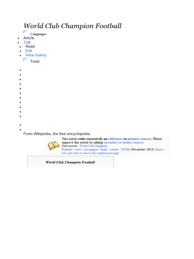 World Club Champion Football | PDF