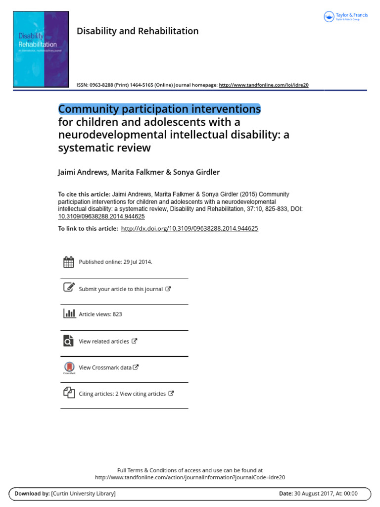 Community Participation Interventions Systematic Review | PDF ...
